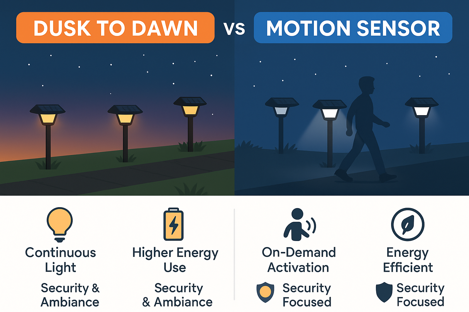 How to Choose Between Dusk to Dawn and Motion Sensors for Solar Lights