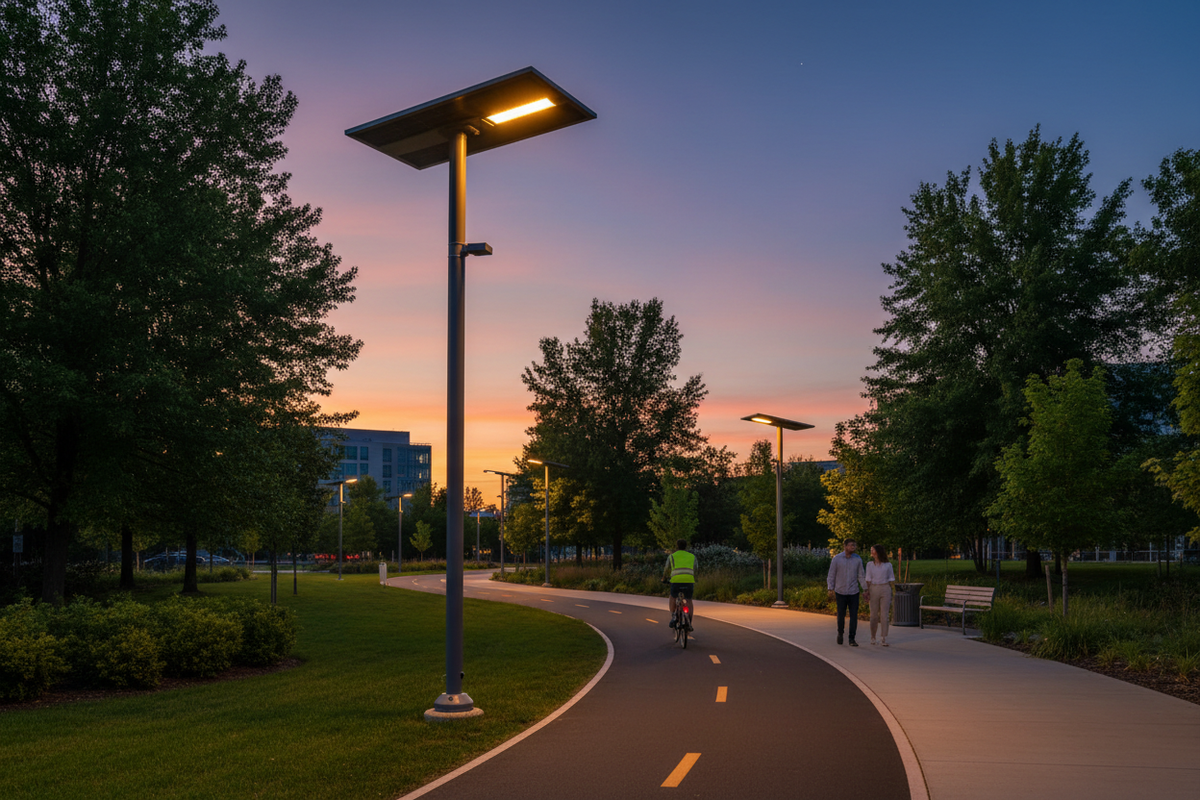 Solar-Powered Street Lights for Bike Paths and Walkways: A Safe and Ec